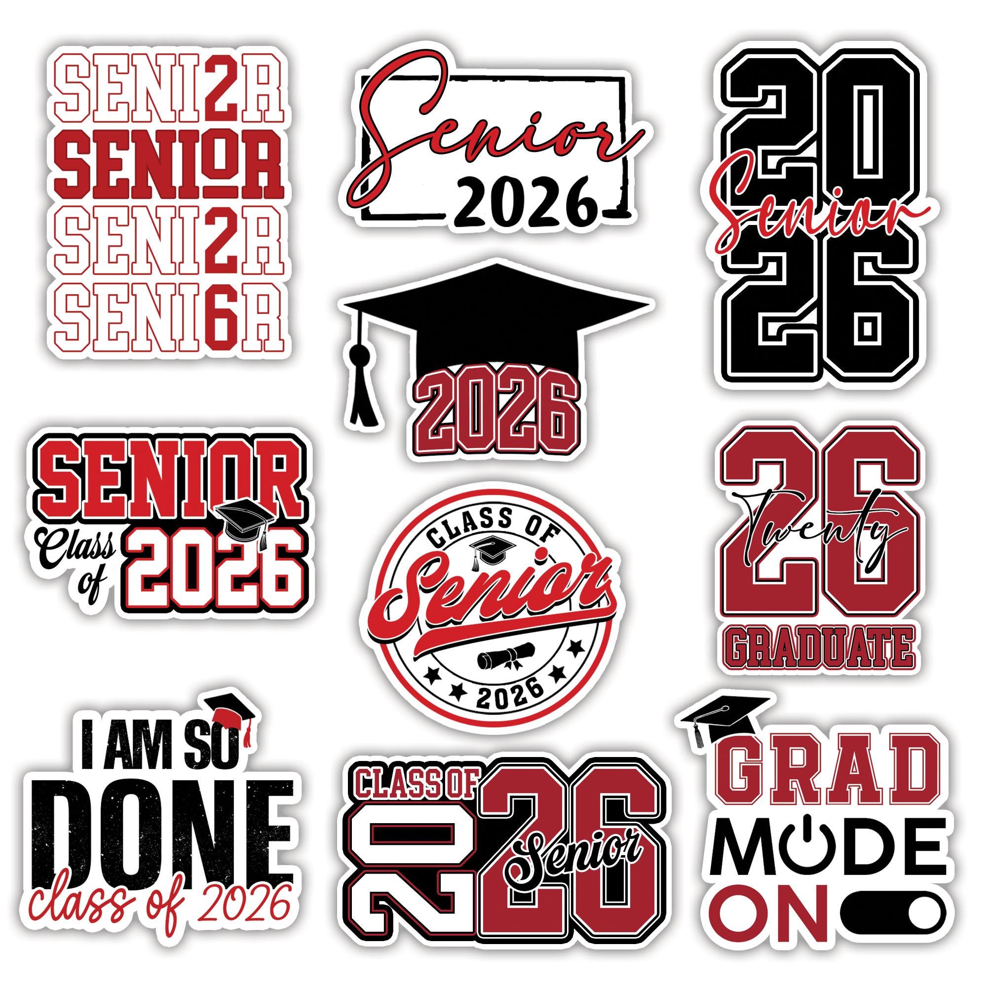 10 Pcs Senior Class of 2026 Sticker Pack - 10 Vinyl Stickers, Graduati ...